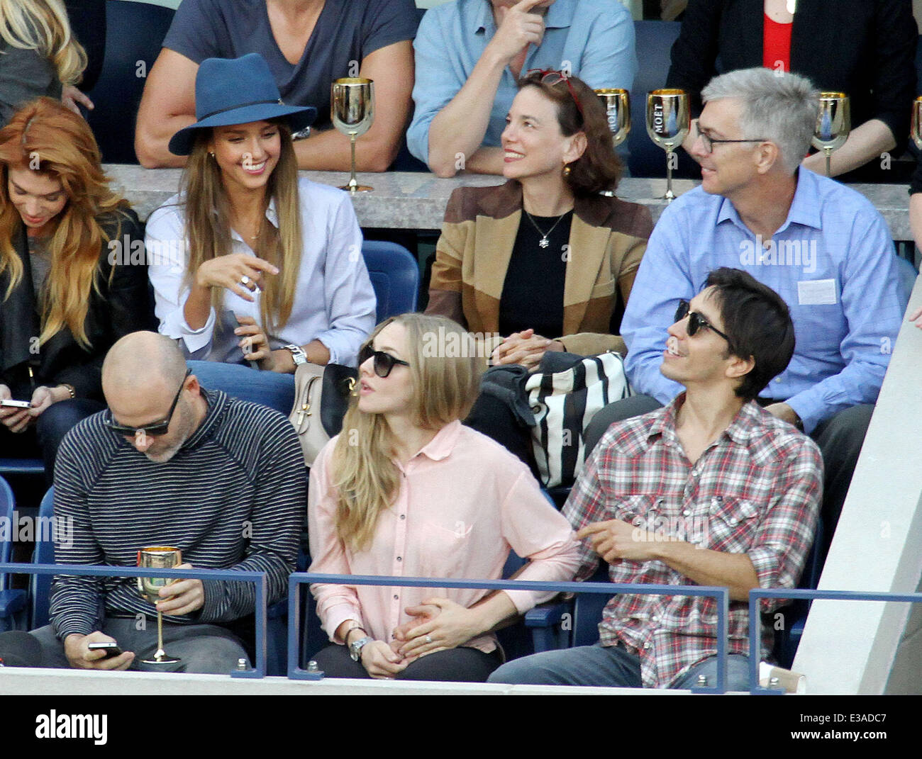 Celebrities attend the US Open Tennis Mens Final match between Rafael ...