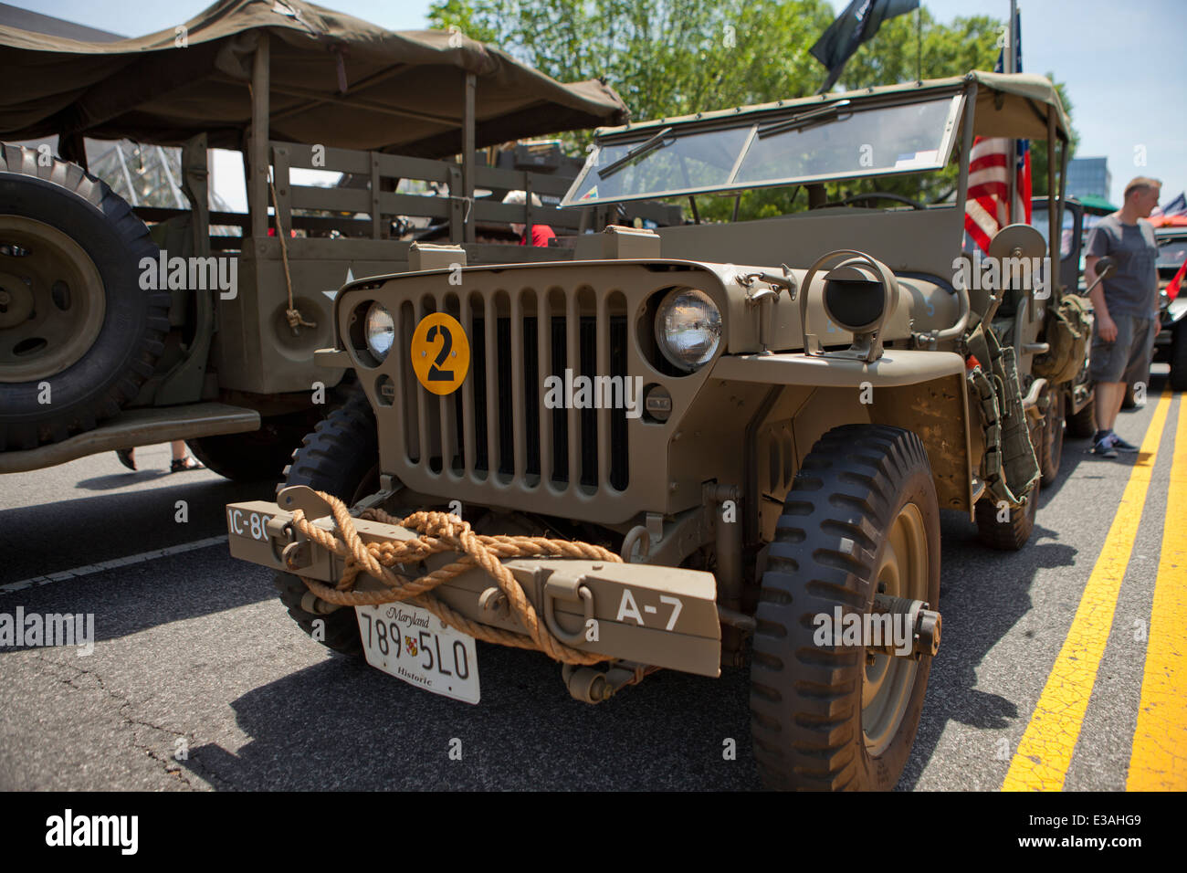 WWII era Willys Jeep front grille view Stock Photo - Alamy