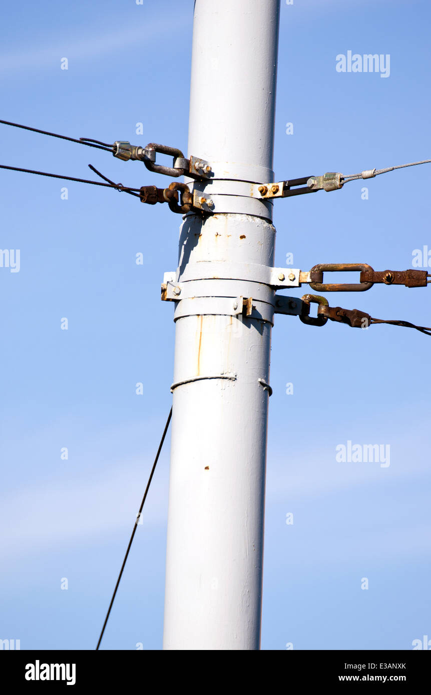 trolleybus electric cable metal post in street Stock Photo - Alamy
