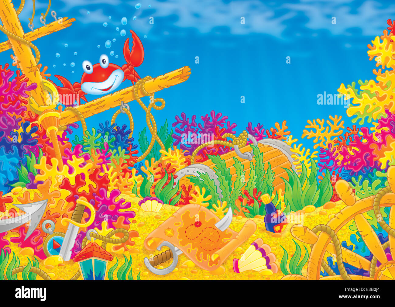 Coral reef and Red Crab Stock Photo - Alamy