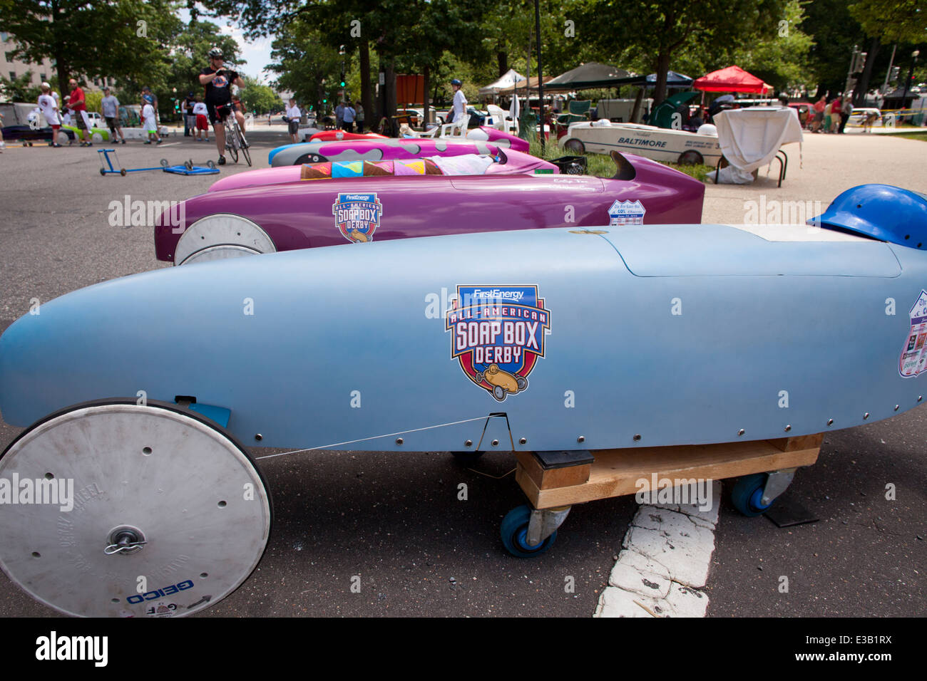 Soap box cars lined up at the annual derby - Washington, DC USA Stock ...