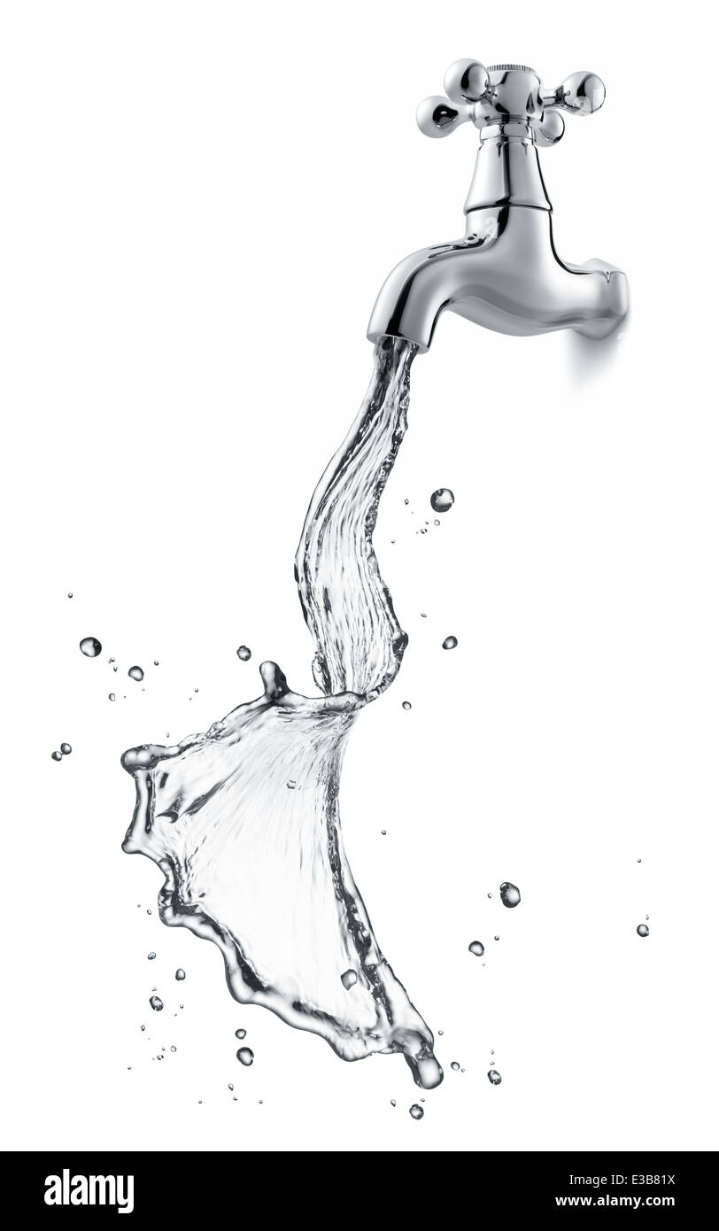 twisted water splash flowing out from tap Stock Photo - Alamy