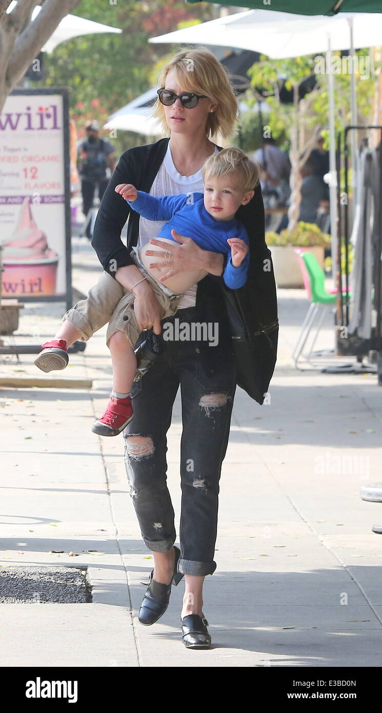 January Jones out and about with son Xander Featuring: January Jones ...
