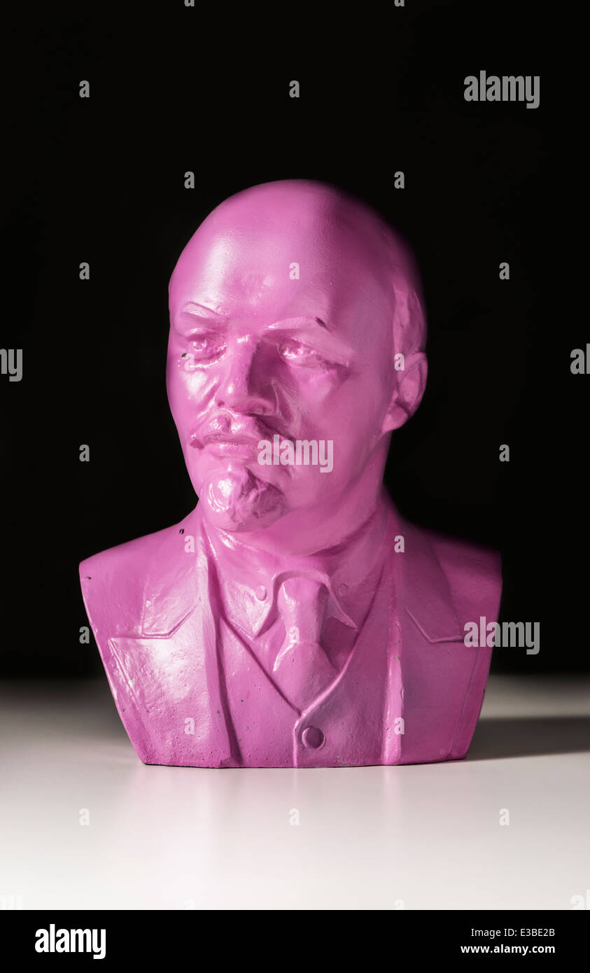 Pink bust of famous russian communist politician and leader Vladimir ...