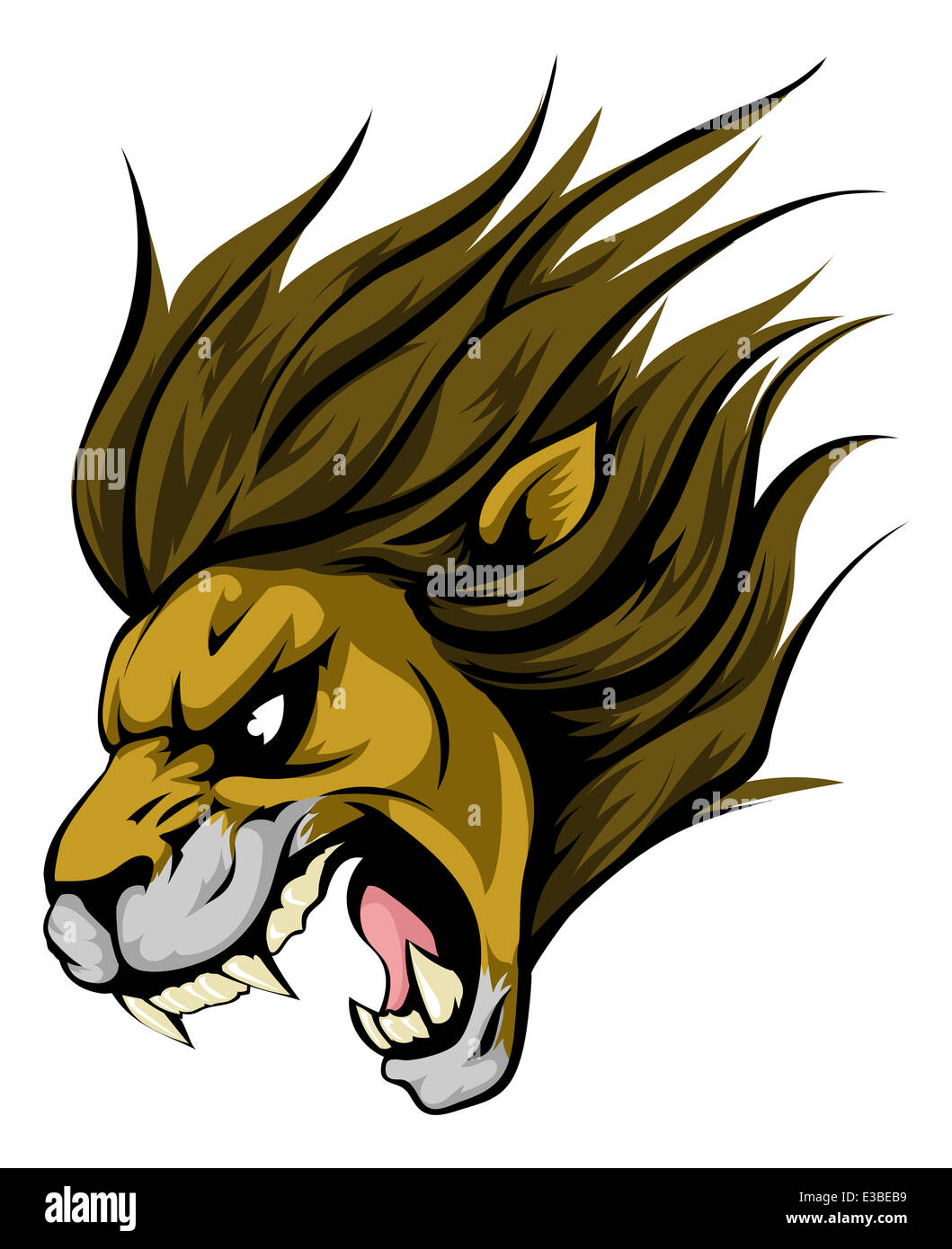 An illustration of a fierce lion animal character or sports mascot ...