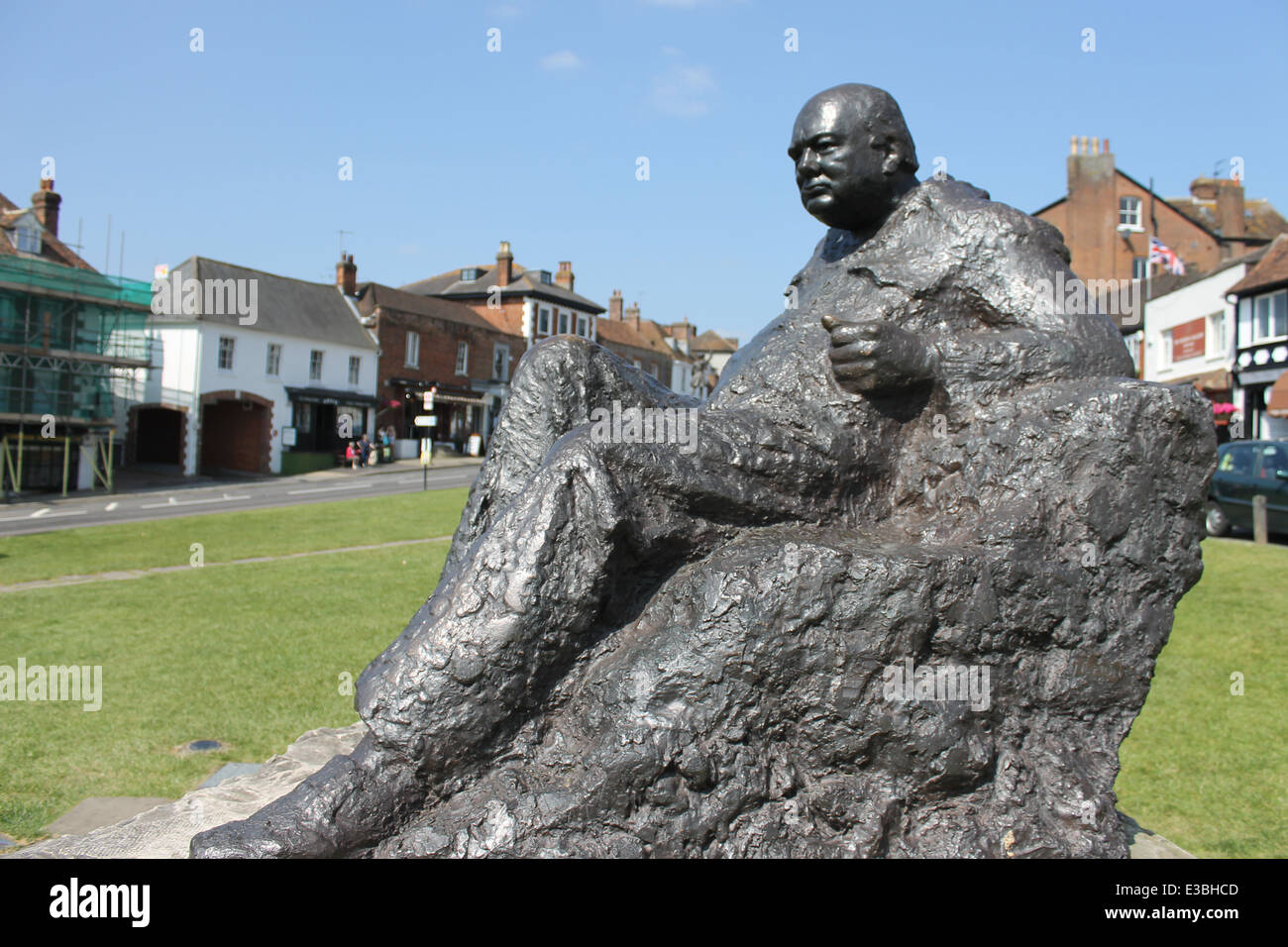 Statue of Sir Winston Churchill on The Green at Westerham, Kent, UK ...