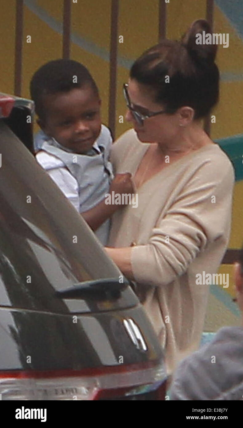 Sandra Bullock seen taking son Louis to school Featuring: Sandra ...
