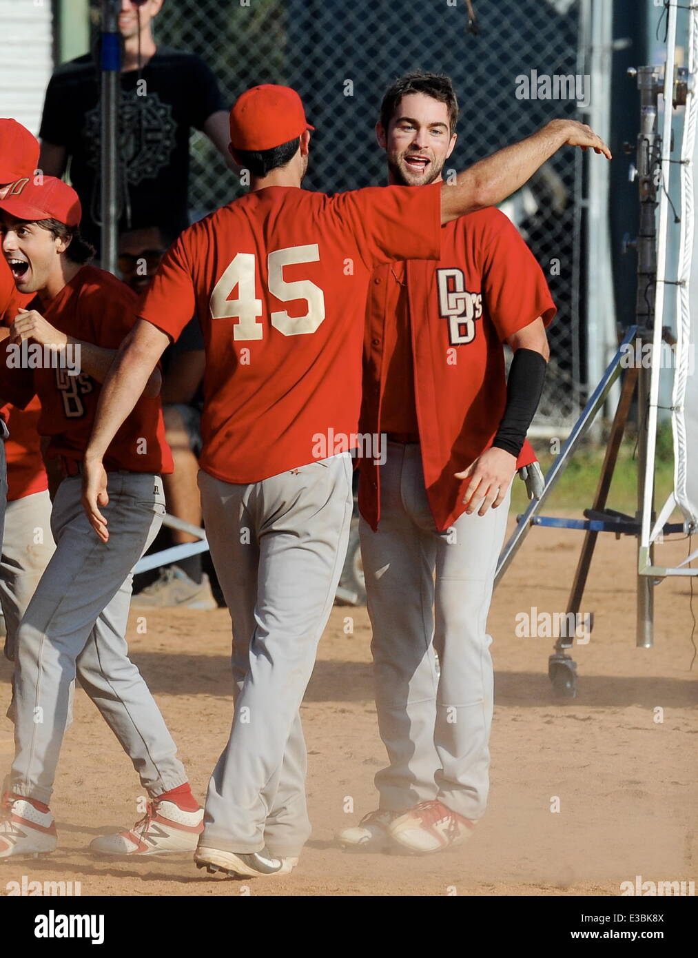 Actor Chace Crawford jumping around on the set of "Undrafted" as he ...