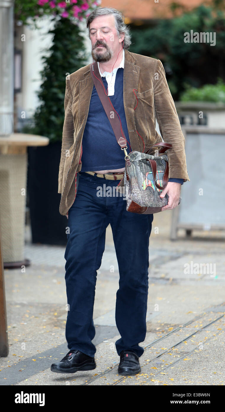 Stephen Fry seen walking past ITV Featuring: Stephen Fry Where: London ...