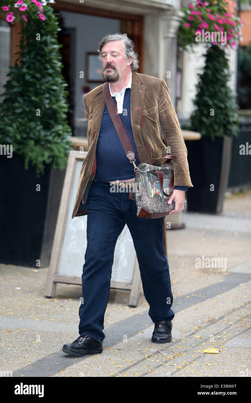 Stephen Fry seen walking past ITV Featuring: Stephen Fry Where: London ...