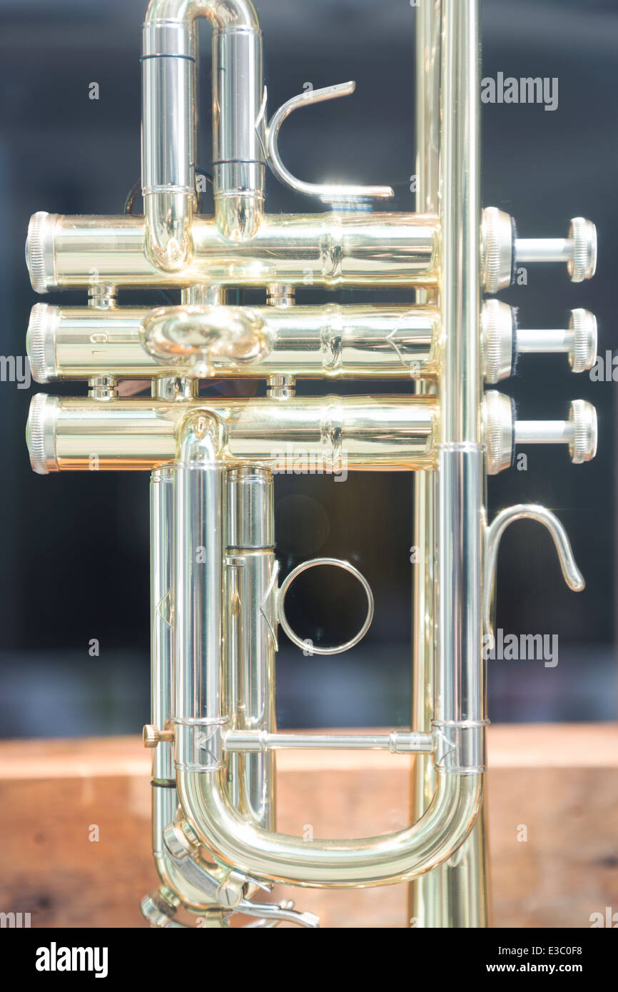 Switzerland, Zurich, close up of trumpet in shop window Stock Photo - Alamy