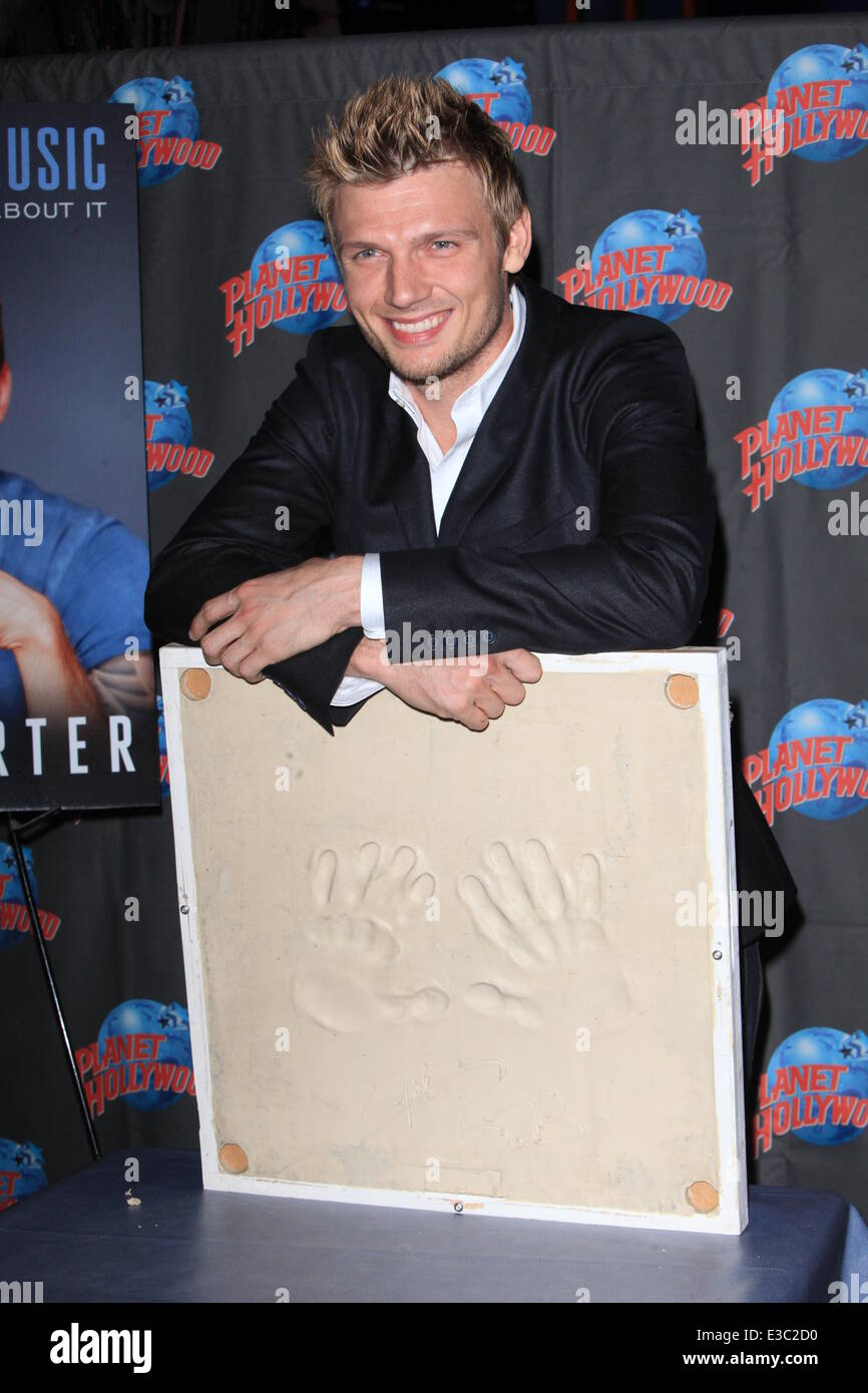 Nick Carter hand print ceremony at Planet Hollywood promoting his ...