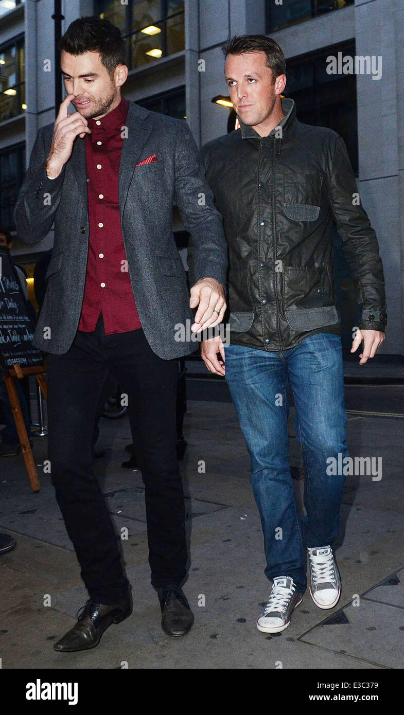 English cricketers Graeme Swann and James Anderson out and about in ...