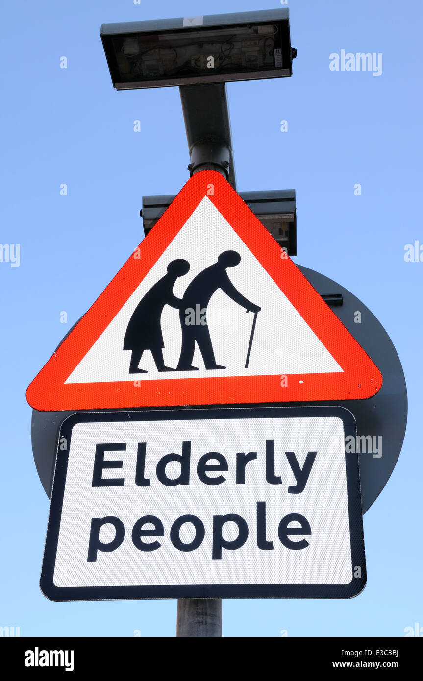 Elderly people crossing sign Stock Photo - Alamy