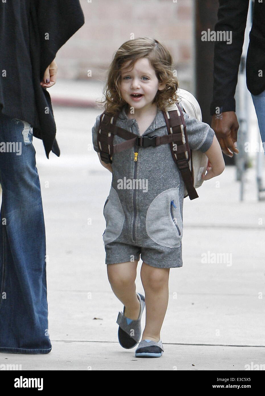 Rachel Zoe wearing flared jeans, out and about with her son Skyler in ...