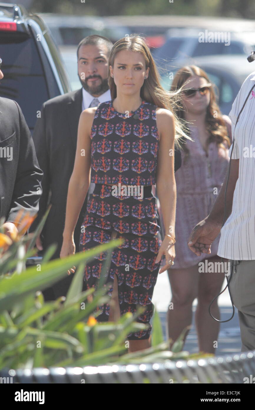 Jessica Alba arriving for an interview for the entertainment show Extra ...