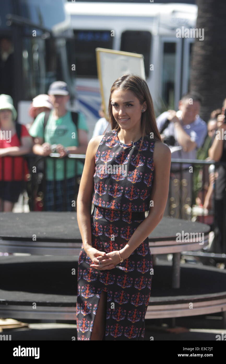 Jessica Alba arriving for an interview for the entertainment show Extra ...
