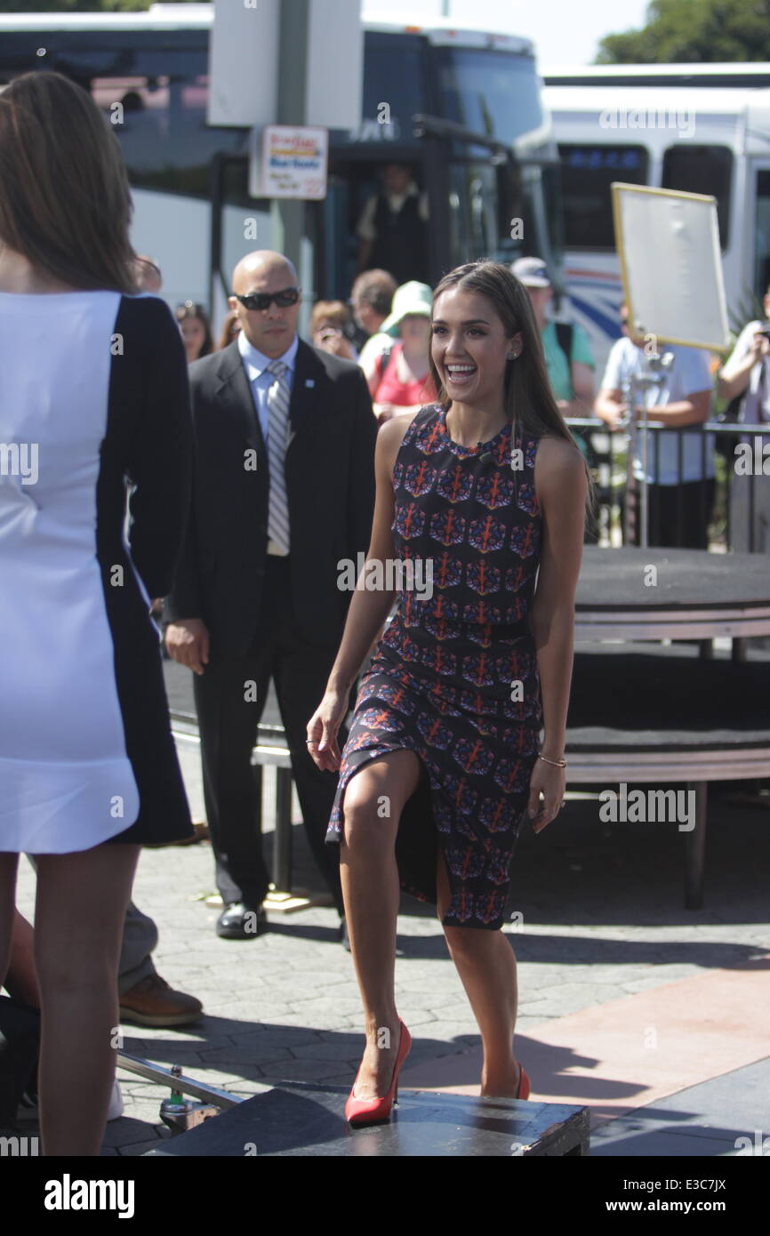 Jessica Alba arriving for an interview for the entertainment show Extra ...