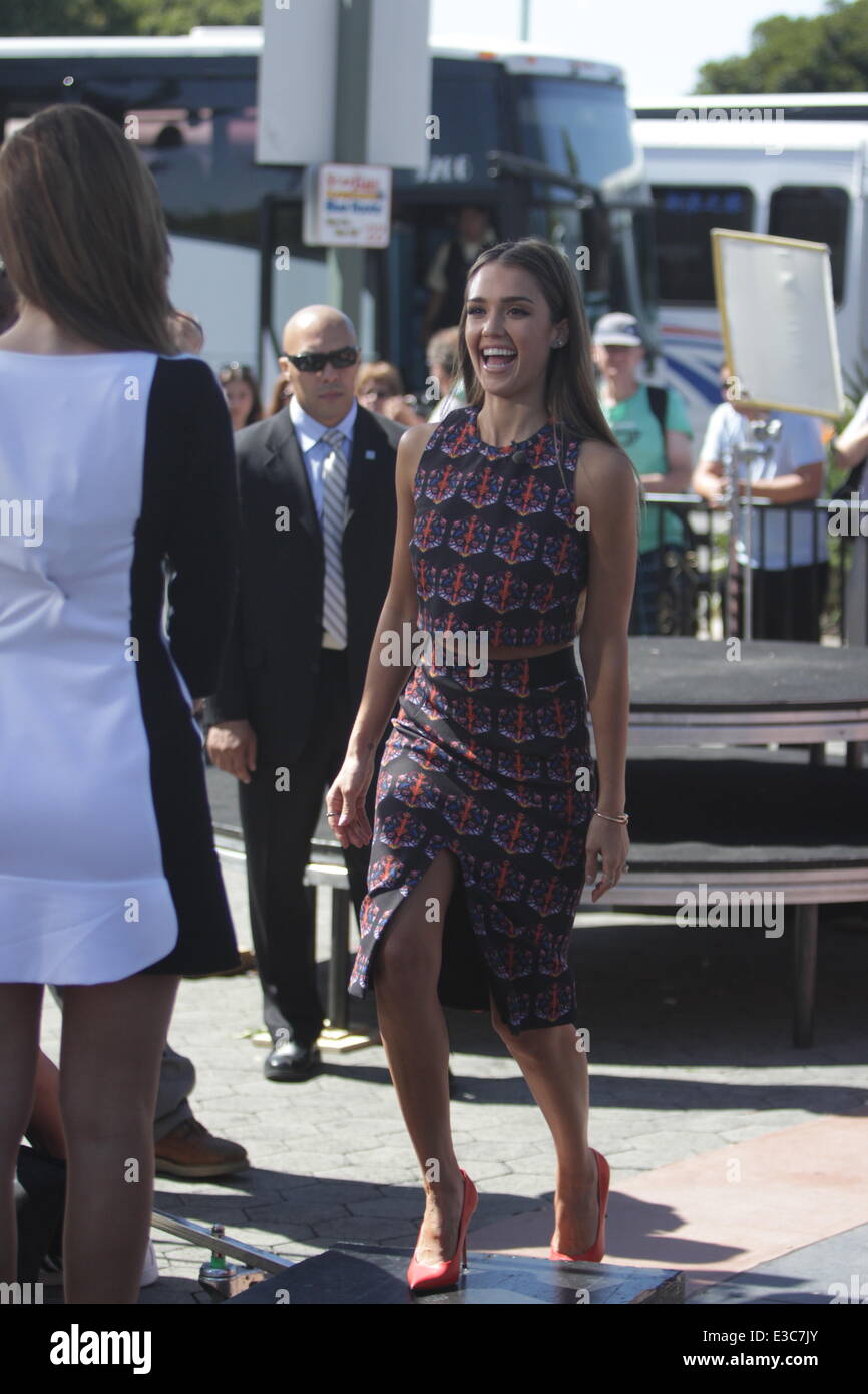 Jessica Alba arriving for an interview for the entertainment show Extra ...