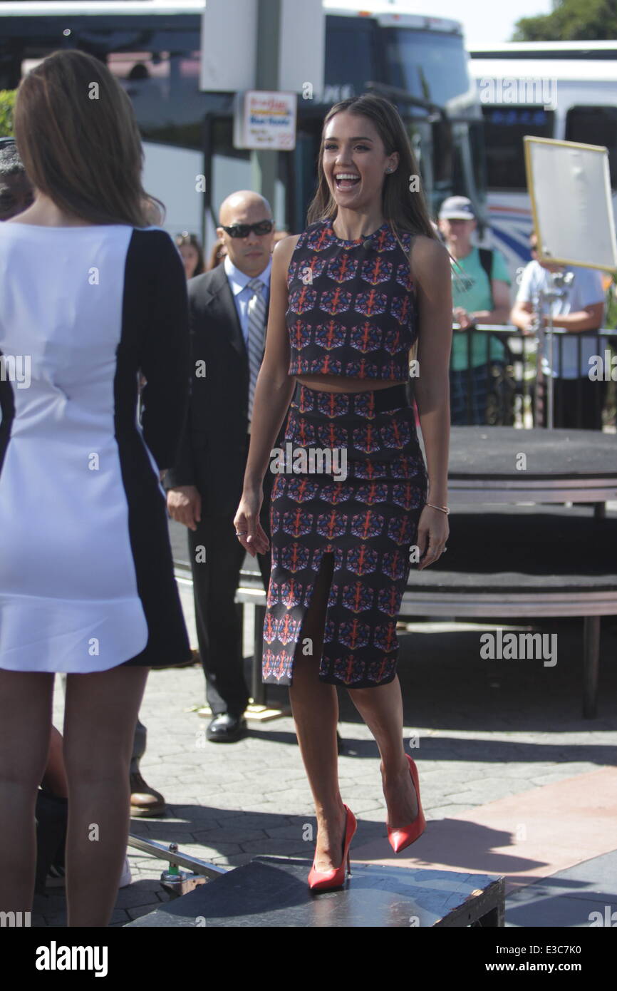 Jessica Alba arriving for an interview for the entertainment show Extra ...