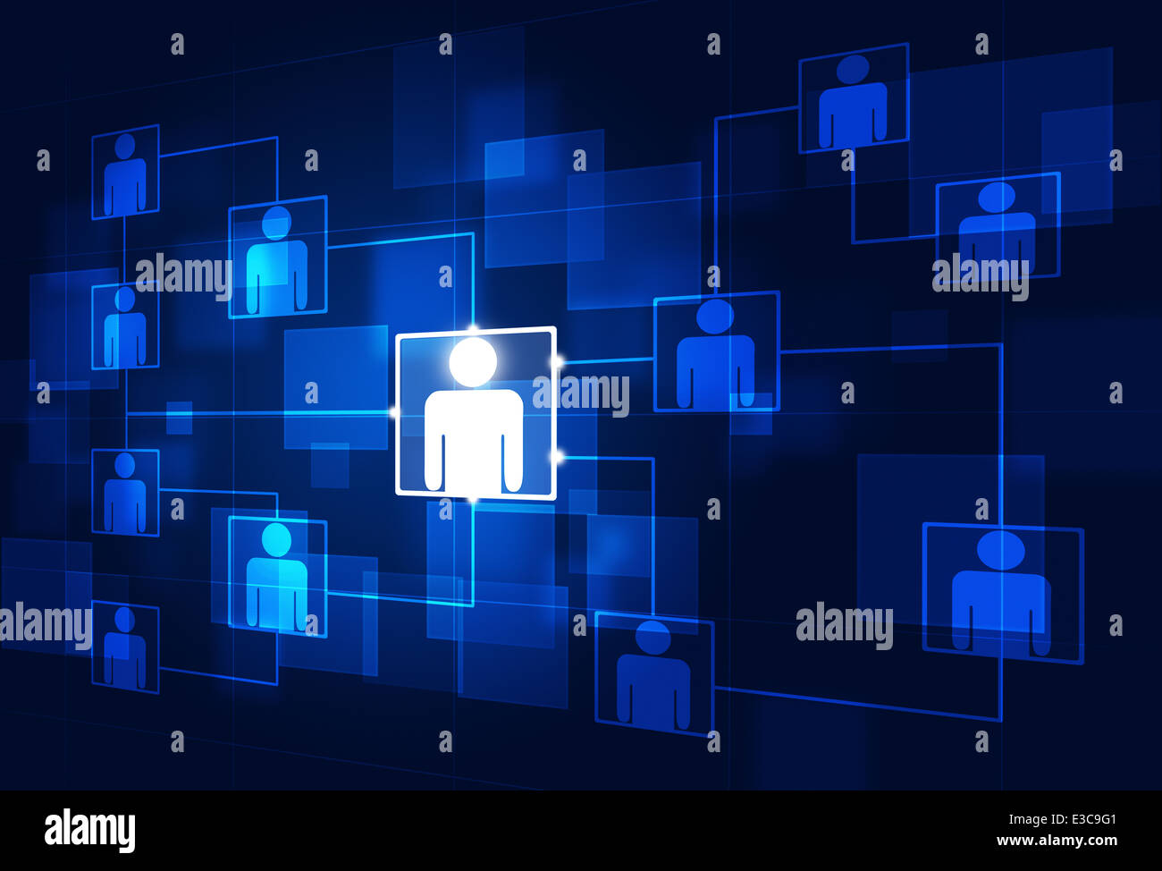 abstarct communication flow chart diagram on blue background Stock ...