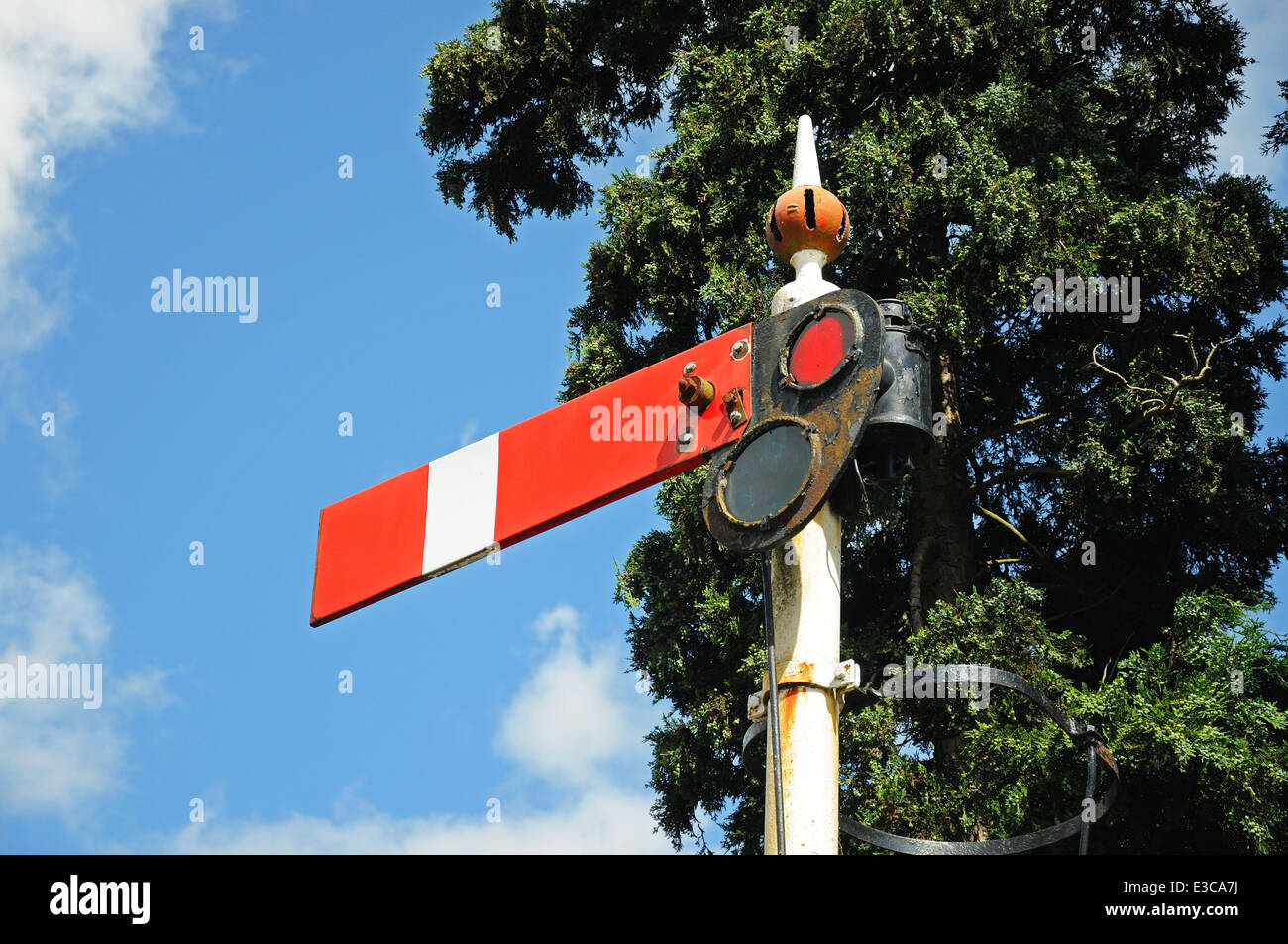 Semaphore signal showing the lower quadrant home danger at the railway ...