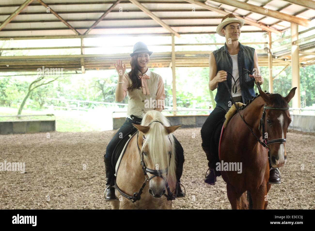 Taipei, China. 21st June, 2014. Actor Joseph Cheng and actress Chang ...