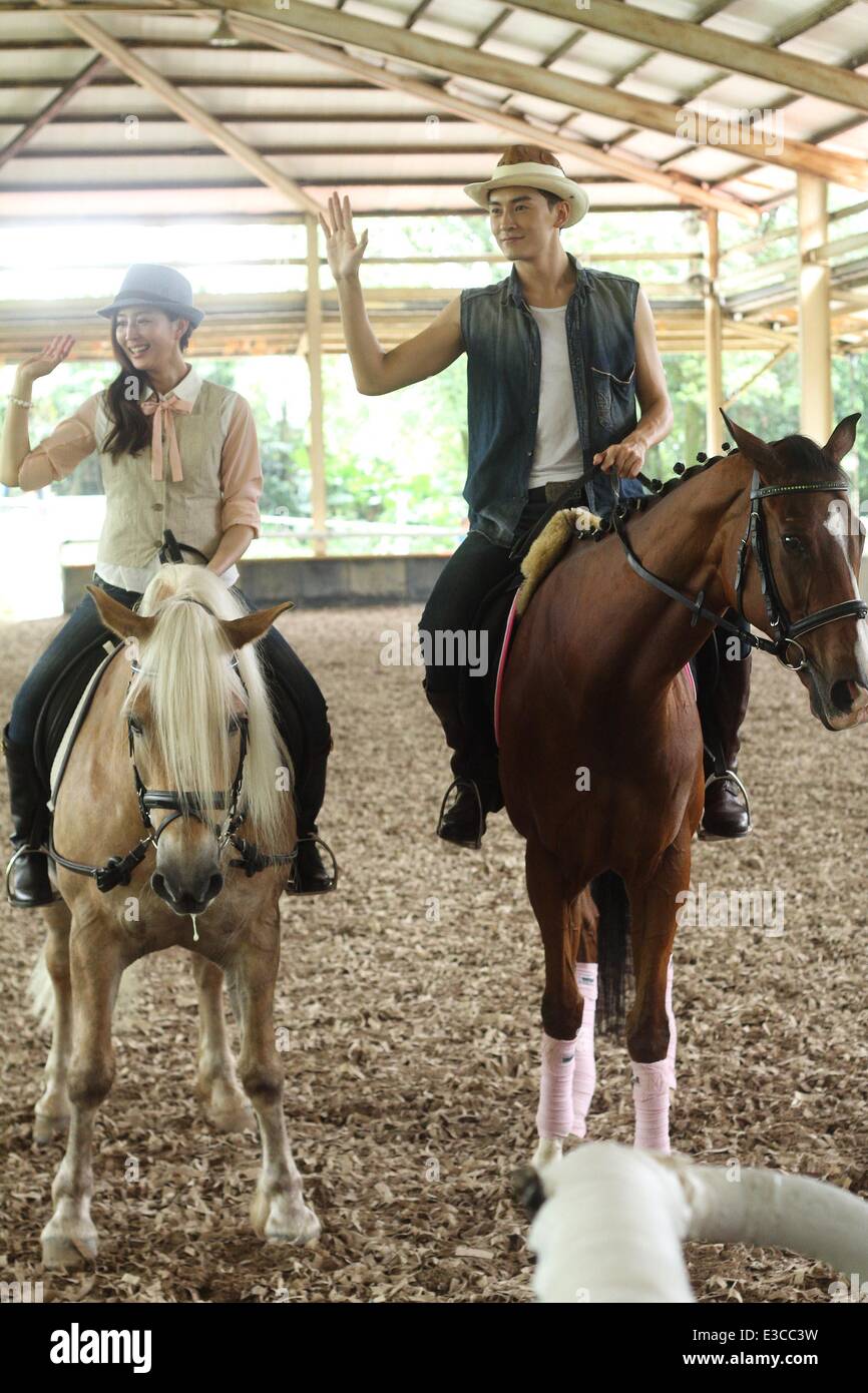 Taipei, China. 21st June, 2014. Actor Joseph Cheng and actress Chang ...
