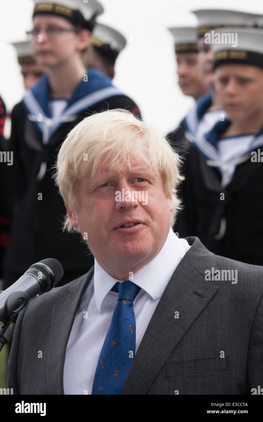 London, UK. 23rd June, 2014. Mayor of London Boris Johnson addresses ...