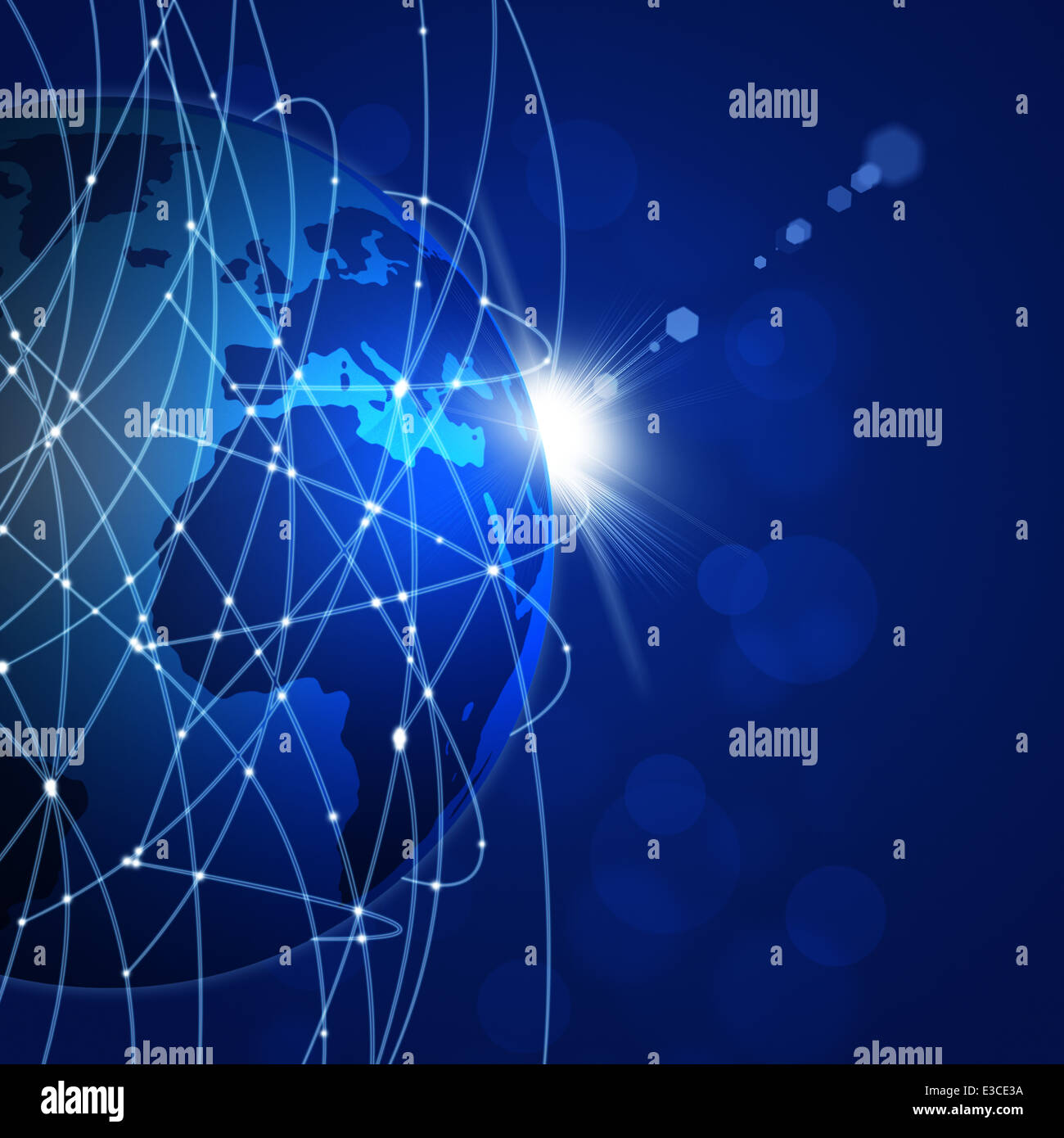 internet global connections concept dark blue background Stock Photo ...
