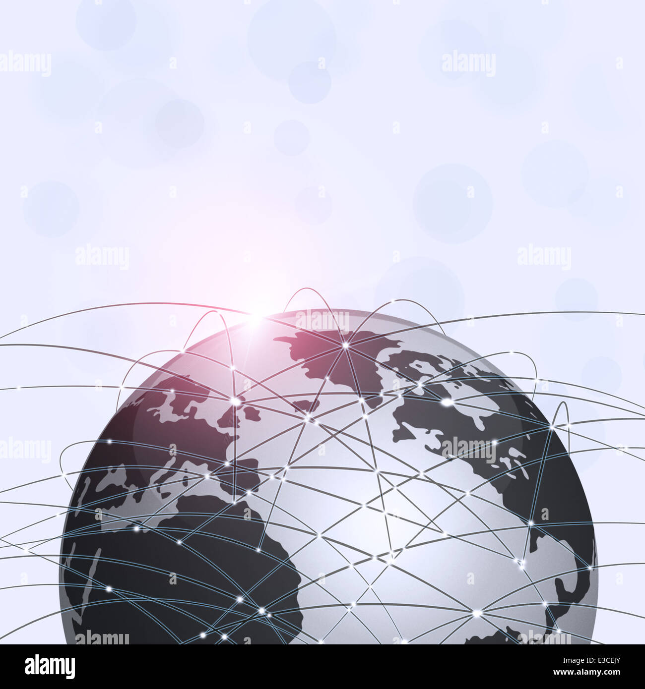 internet global connections concept black and white background Stock ...