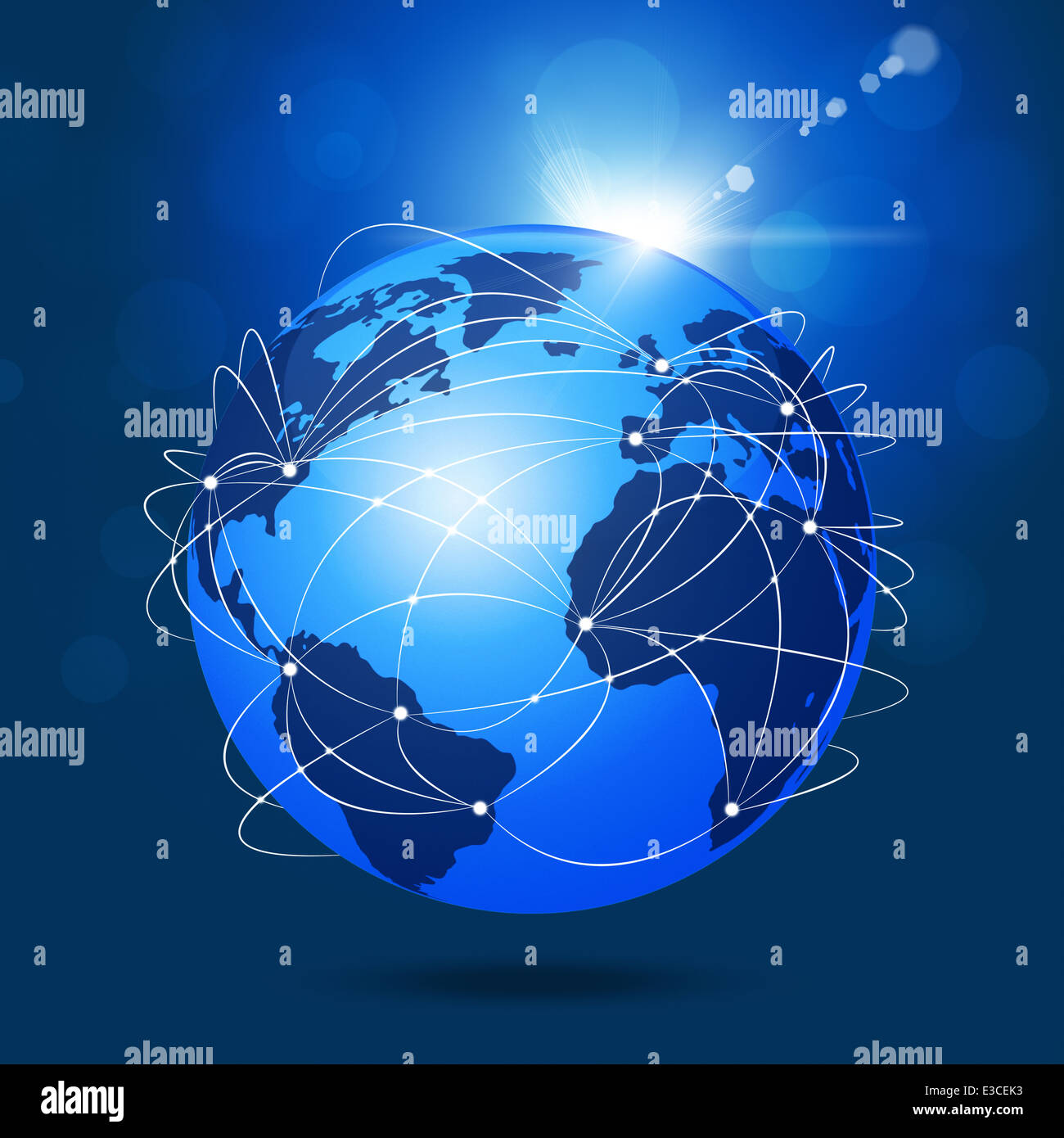 abstract net global connections concept blue background Stock Photo - Alamy