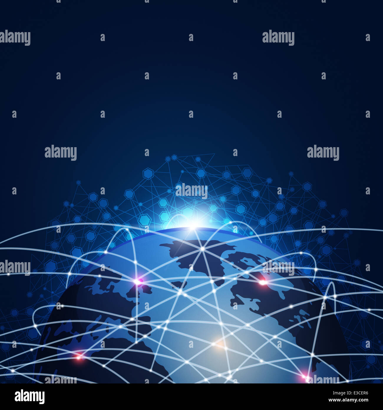 internet global connections concept dark blue background Stock Photo ...
