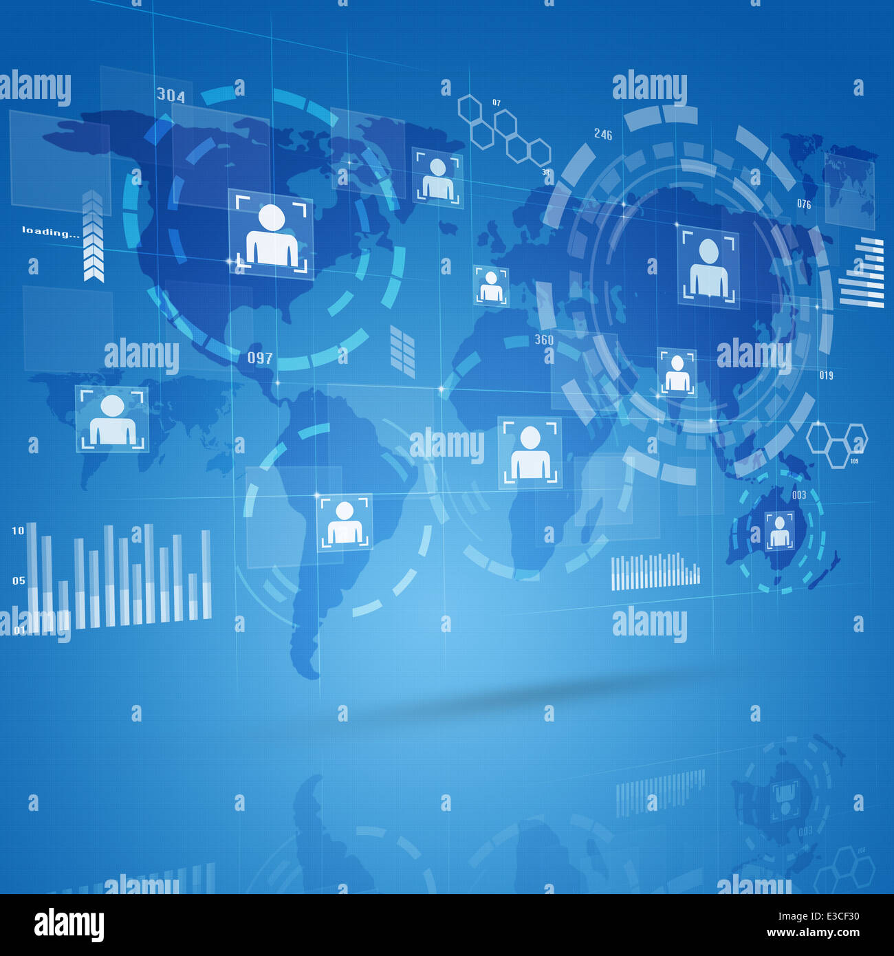 concept digital interface of global web connections blue background ...