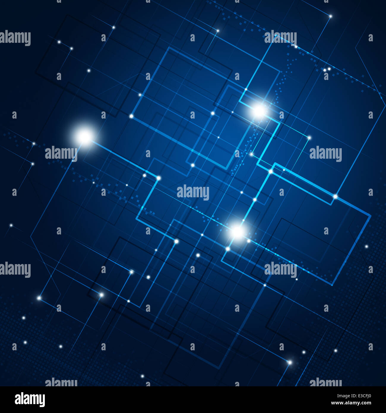 Abstract Technology lines and lights blue Background Stock Photo - Alamy