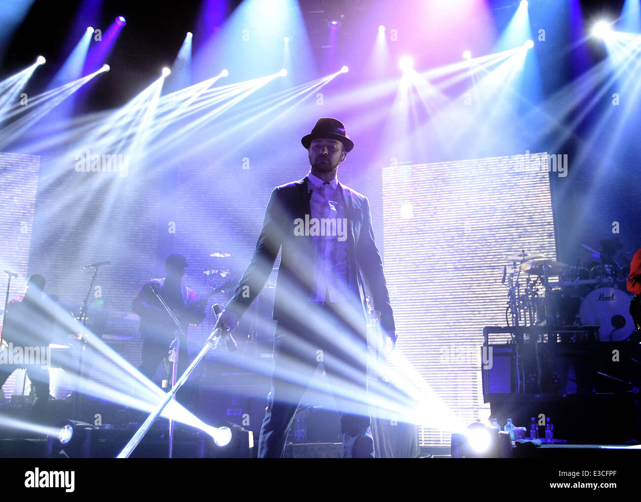 Justin Timberlake performing on stage during the iTunes Festival held ...