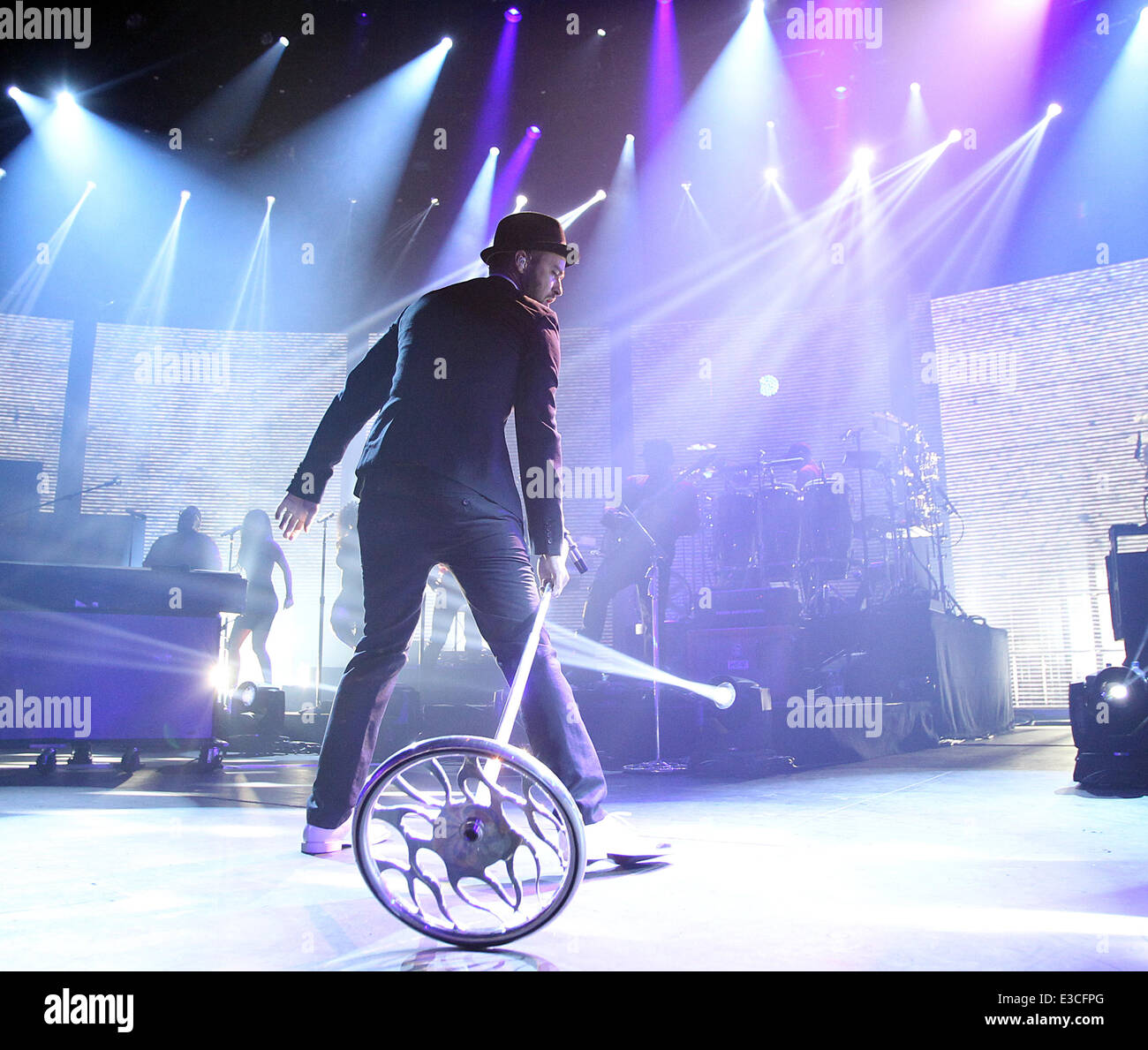 Justin Timberlake performing on stage during the iTunes Festival held ...