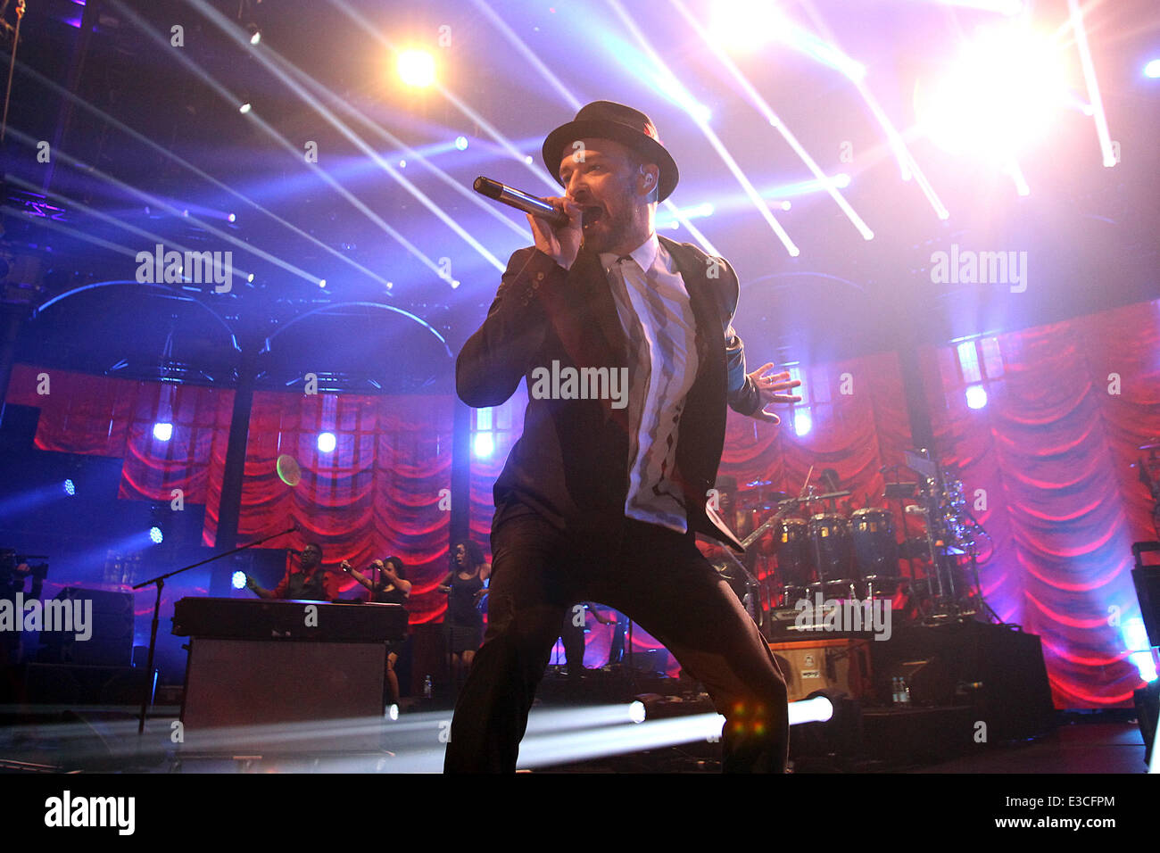 Justin Timberlake performing on stage during the iTunes Festival held ...