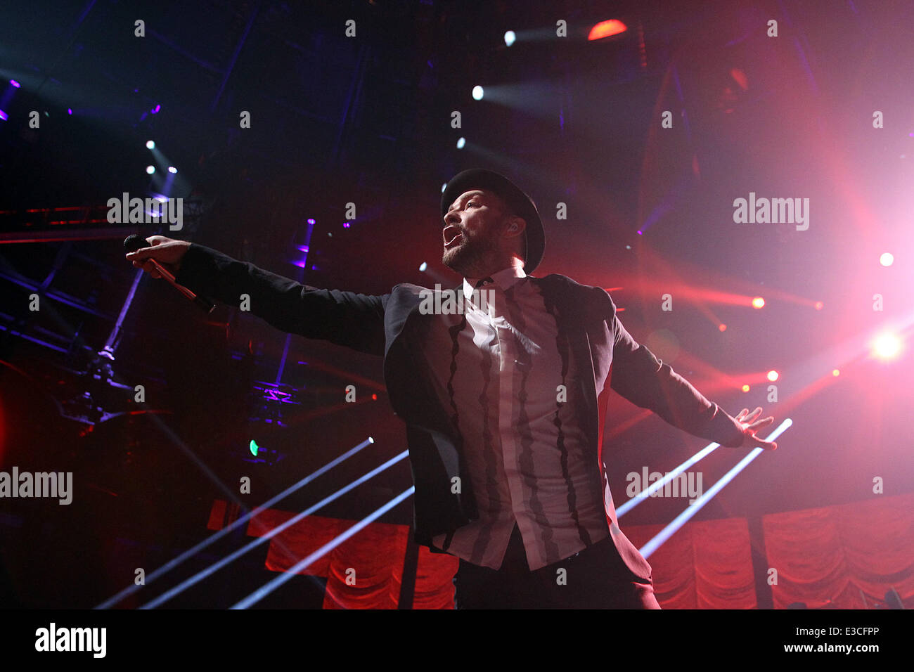 Justin Timberlake performing on stage during the iTunes Festival held ...