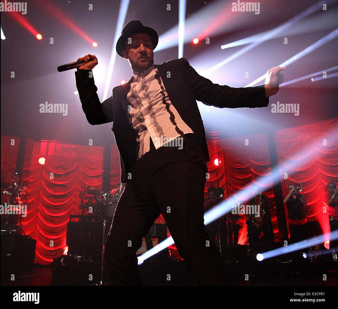Justin Timberlake performing on stage during the iTunes Festival held ...
