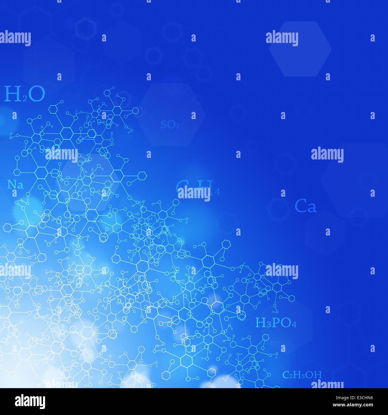 abstract blue technlogy and science background with chemistry elements ...