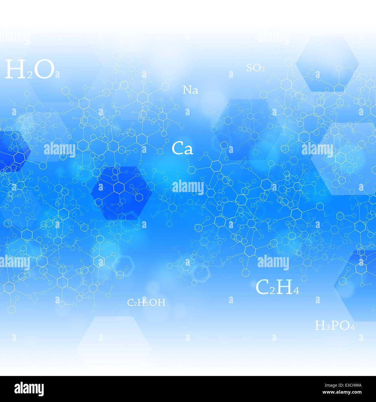 abstract blue technlogy and science background with chemistry elements ...