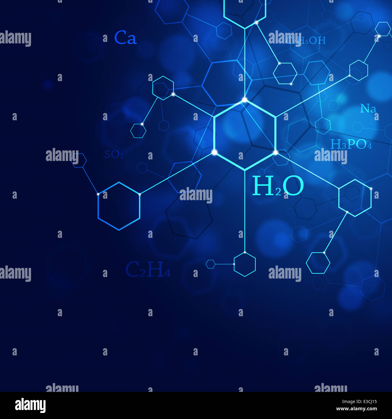 abstract blue technlogy and science background with chemistry elements ...