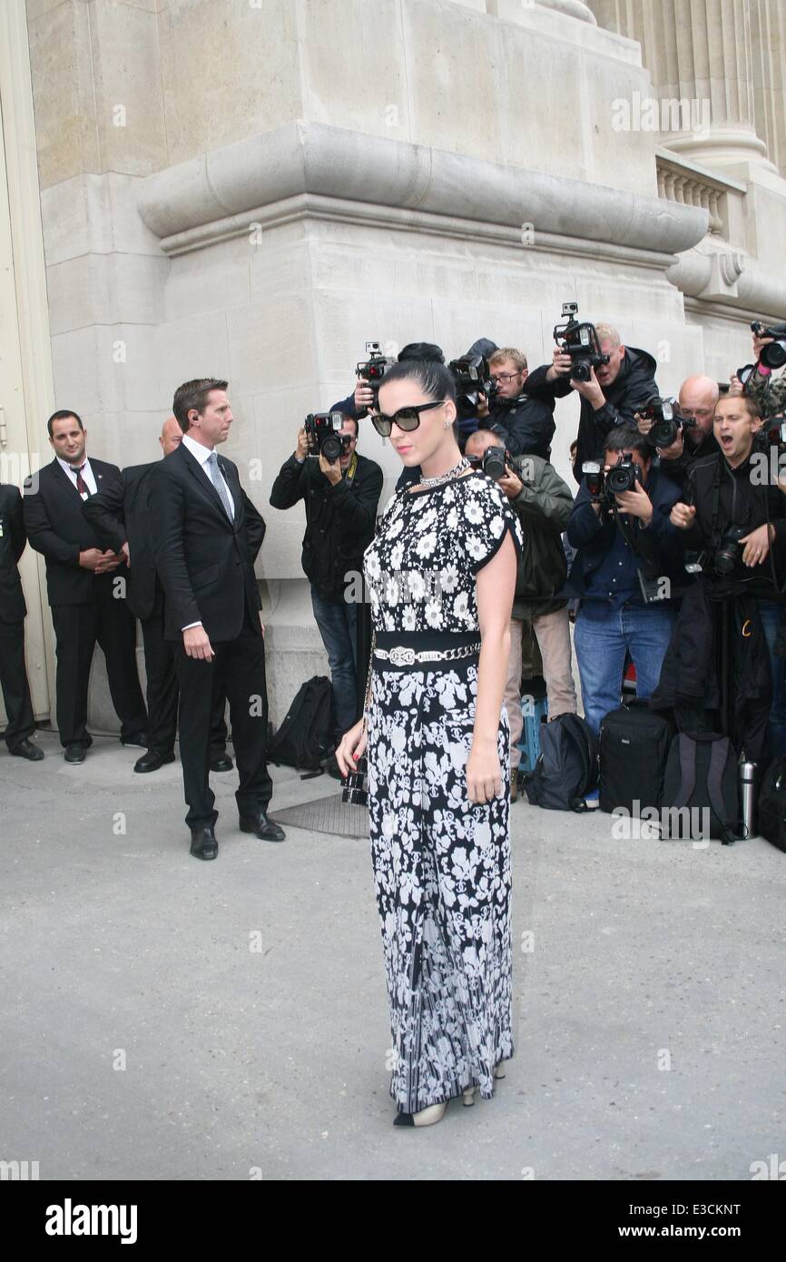 Paris Fashion Week SS14 - Chanel - Outside Arrivals Featuring: Katy ...