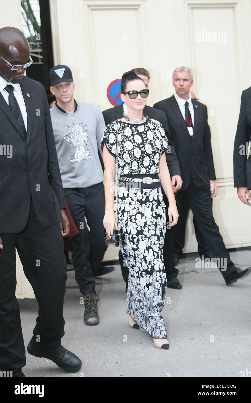 Paris Fashion Week SS14 - Chanel - Outside Arrivals Featuring: Katy ...