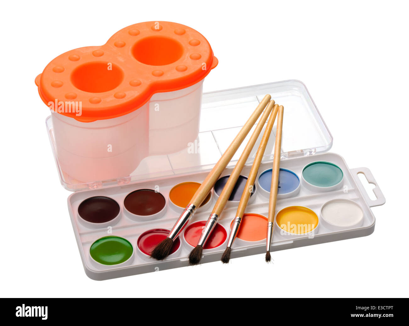 Set for watercolors painting, isolated on white background Stock Photo ...