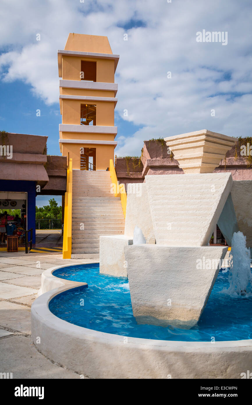 Mayan architecture and fountain at the cruise ship terminal in Costa ...
