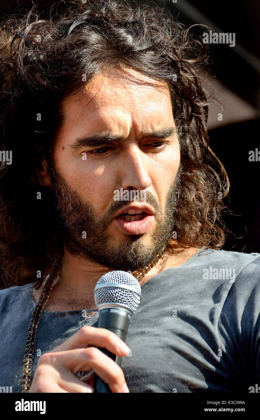 Russell Brand, comedian, speaking at The People's Assembly ...