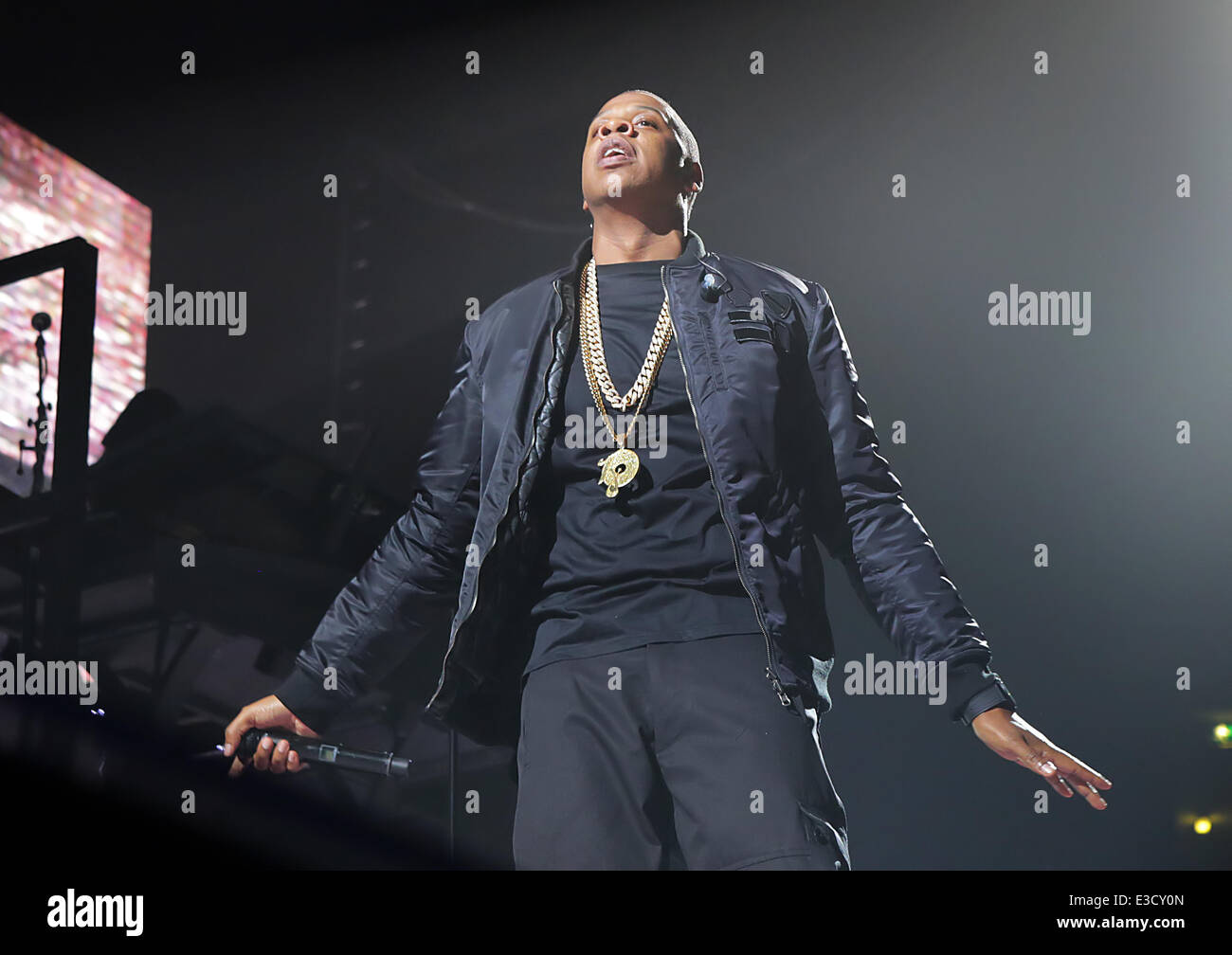 Jay-Z performing live in concert on the opening night of the UK leg of ...