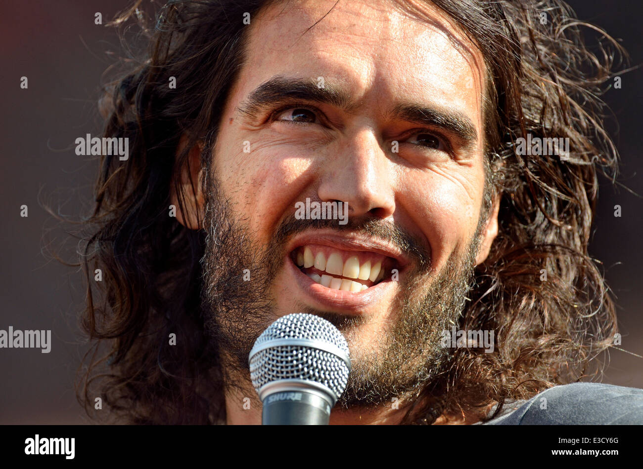 Russell Brand, comedian, speaking at The People's Assembly ...